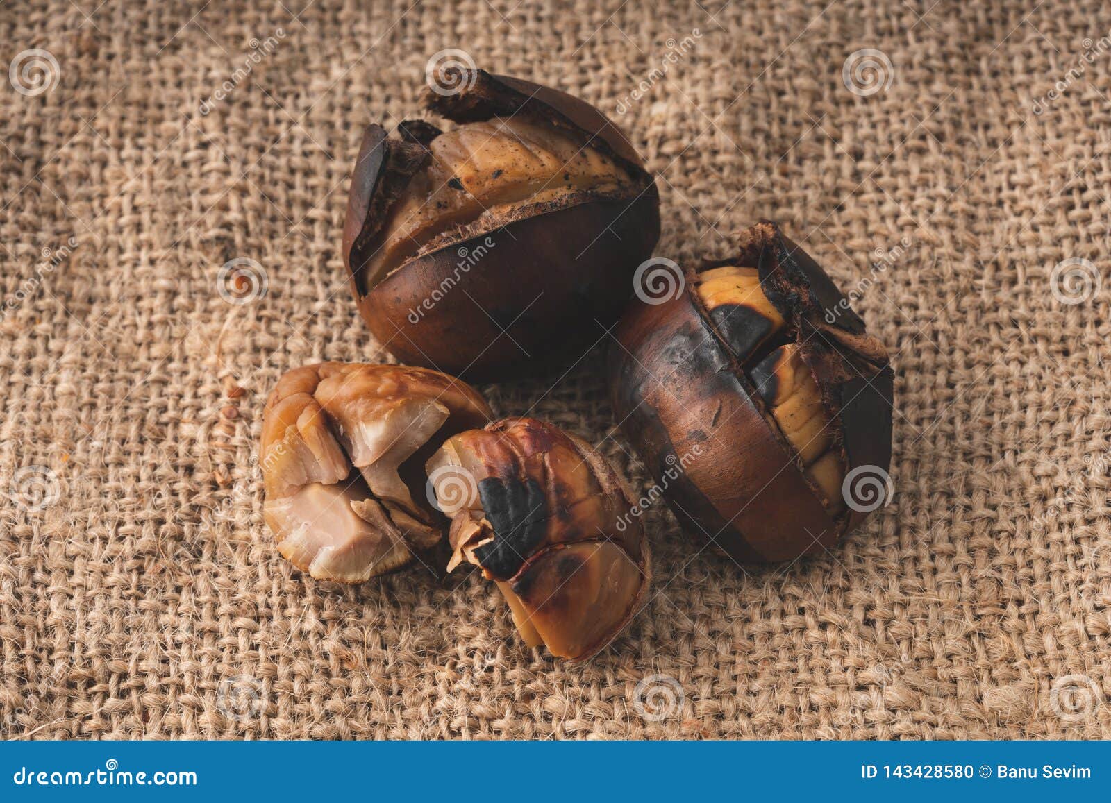 Roasted Chestnut with Shell Stock Photo - Image of organic, closeup ...