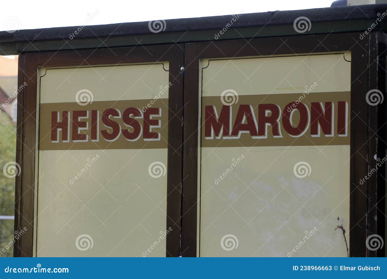 Roasted Chestnut Sign in German Maroni Stock Image - Image of ...