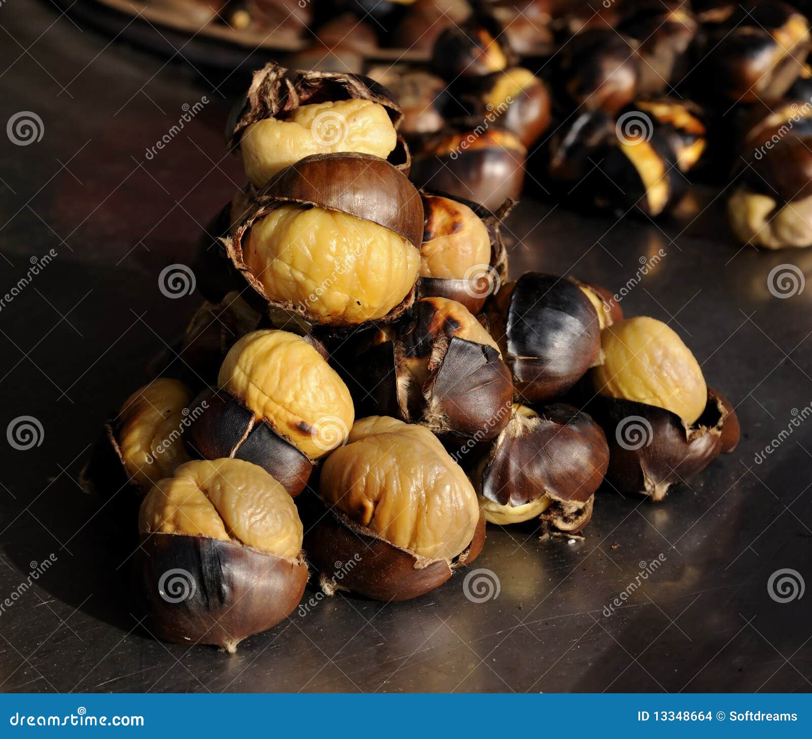 Roasted chestnuts stock photo. Image of chestnut, snack - 13348664