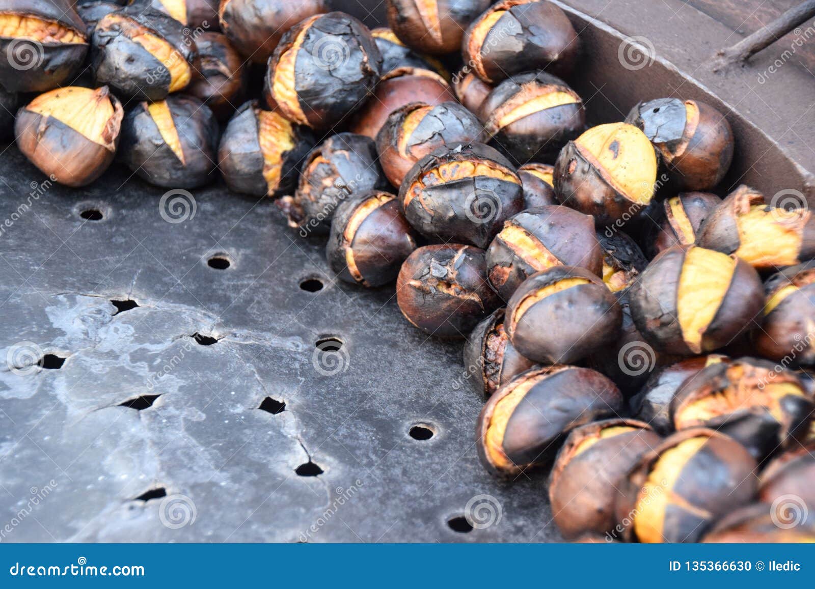 Roasted Chestnuts stock photo. Image of close, snack - 135366630