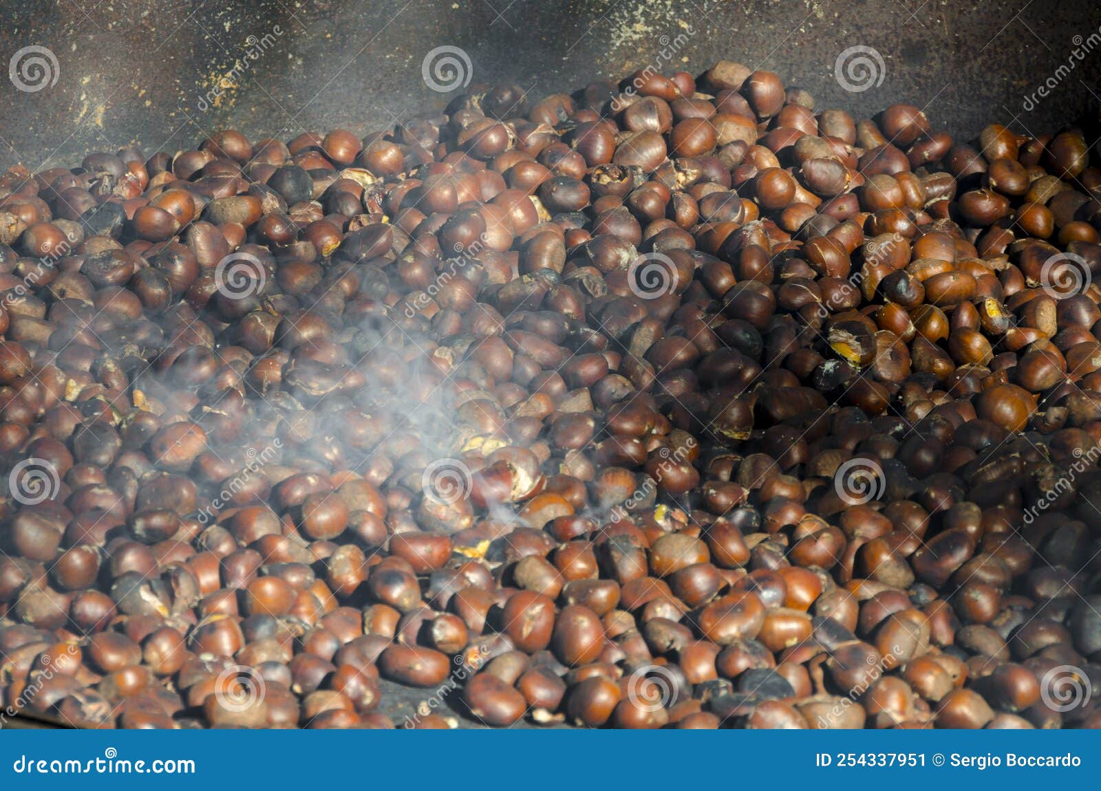 Roasted Chestnuts Cooked on the Grill Stock Image - Image of grill ...