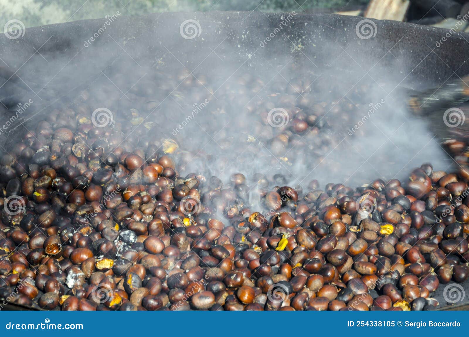 Roasted Chestnuts Cooked on the Grill Stock Image - Image of good ...