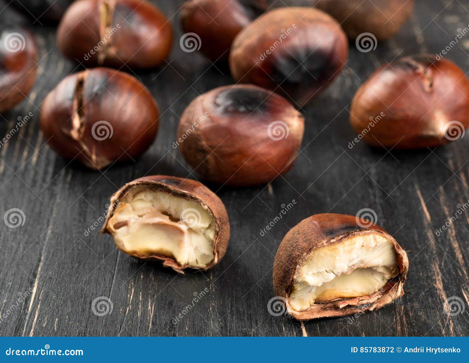 Roasted chestnuts and half stock photo. Image of nature - 85783872
