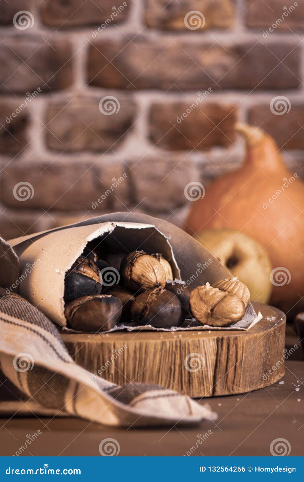 Roasted Chestnuts in a Paper Cone Stock Photo - Image of eating, season ...