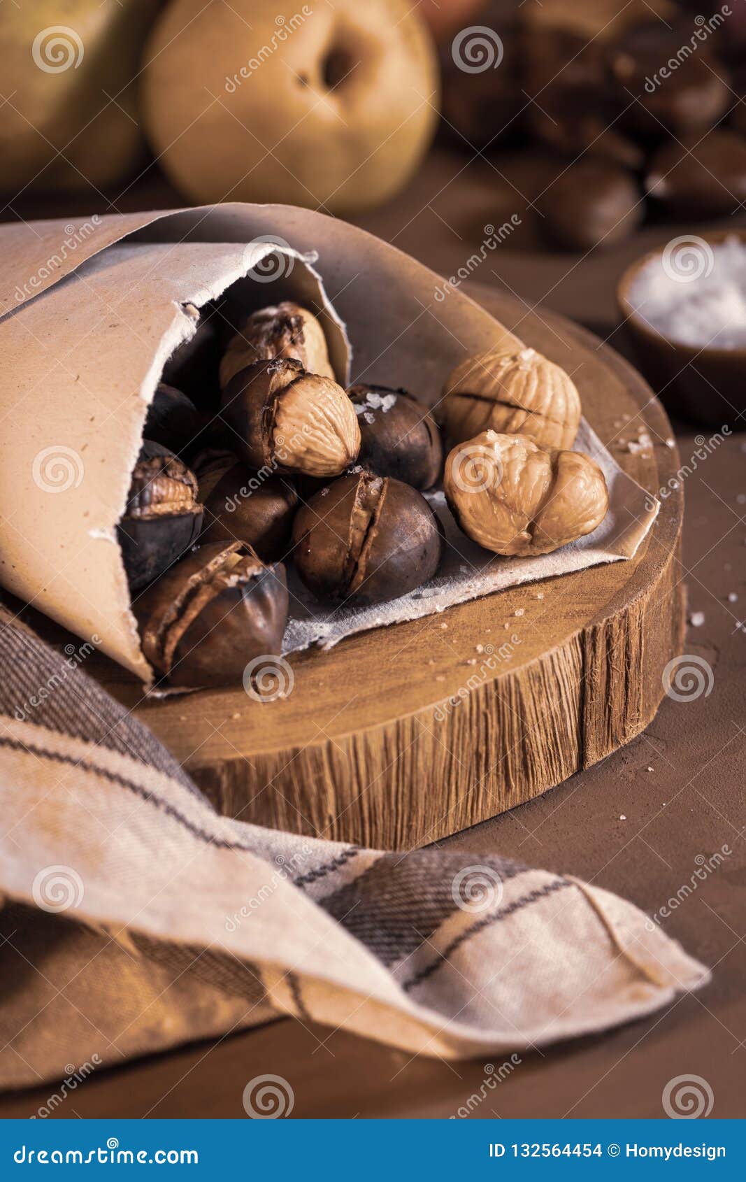 Roasted Chestnuts in a Paper Cone Stock Photo - Image of culinary ...