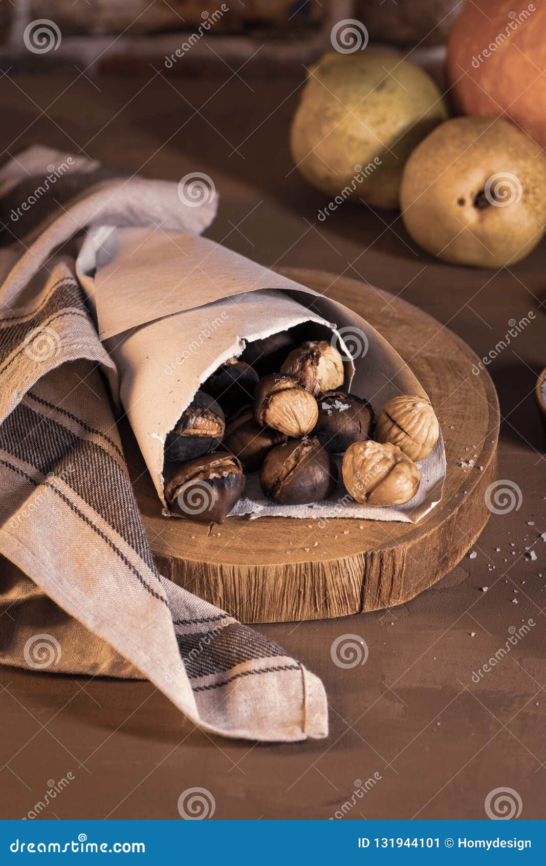 Roasted Chestnuts in a Paper Cone Stock Image - Image of food ...