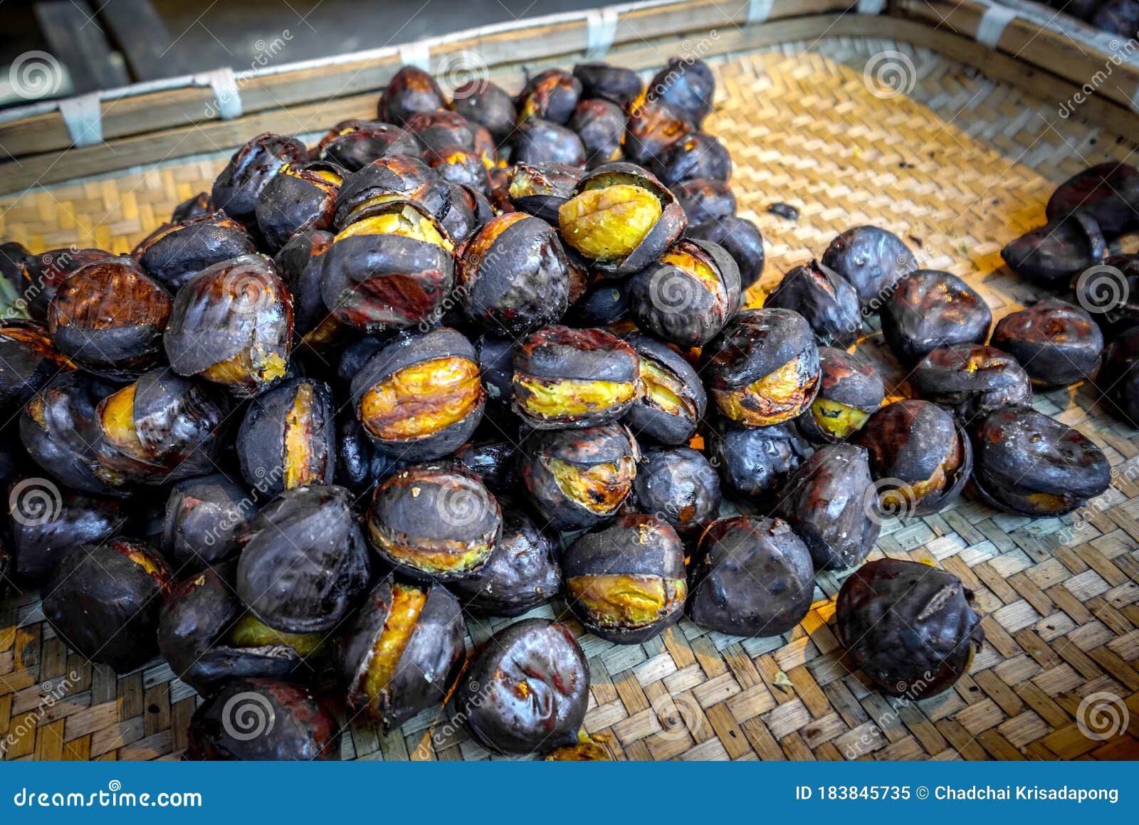 Roasted Chestnuts on the Street. Street Food Stock Image - Image of ...