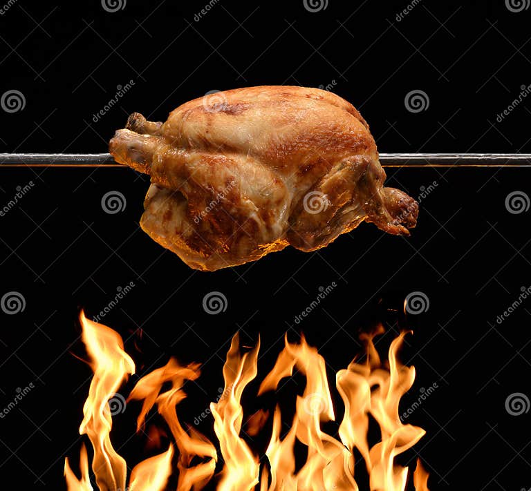 Roasted chicken. stock image. Image of fire, cooking - 40703585