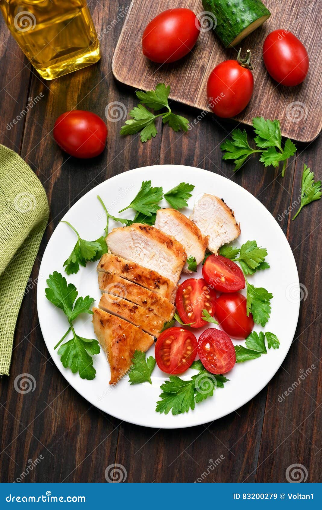 Roasted Chicken Breast, Top View Stock Image - Image of close, cuisine ...