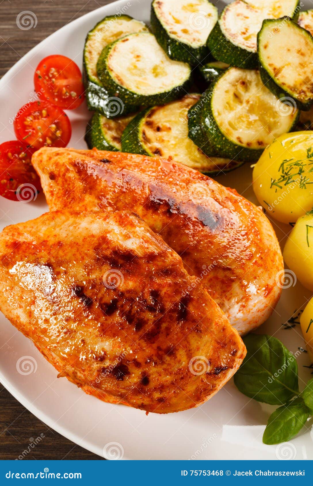 Roasted chicken fillet stock photo. Image of grill, barbecue - 75753468