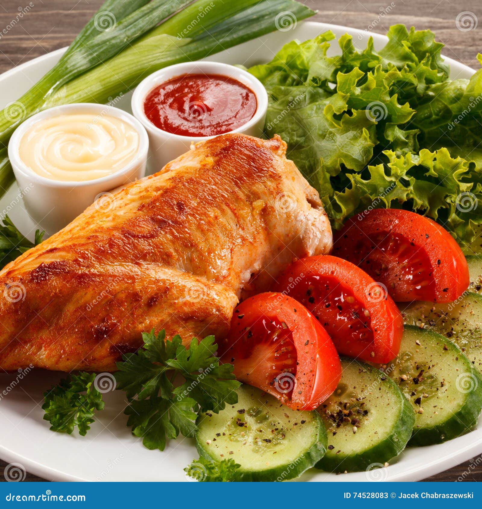 Roasted chicken fillet stock image. Image of breast, aubergine - 74528083