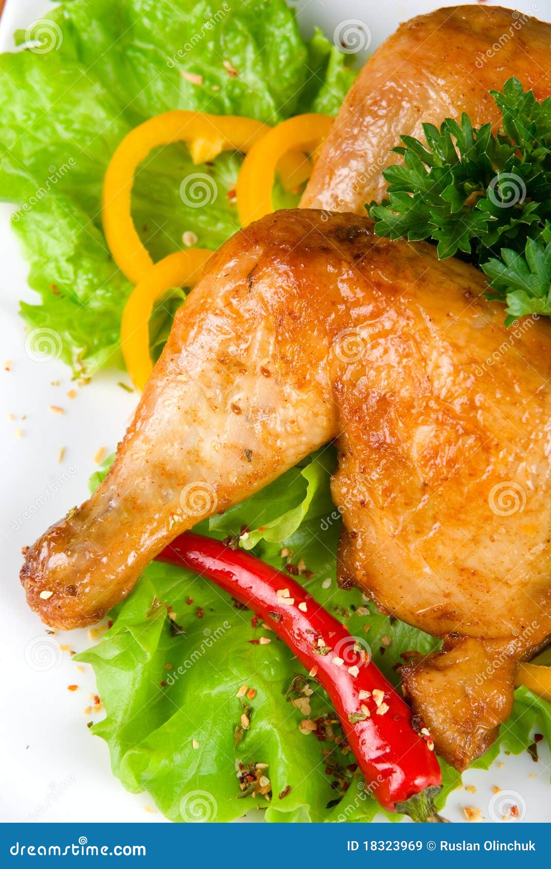 Roasted chicken ham stock image. Image of lunch, baked - 18323969