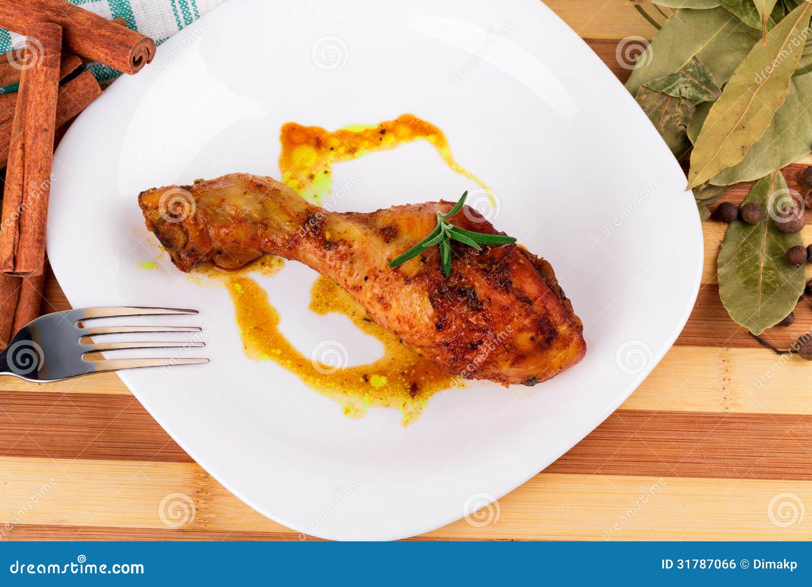 Roasted chicken ham stock photo. Image of macro, meal - 31787066