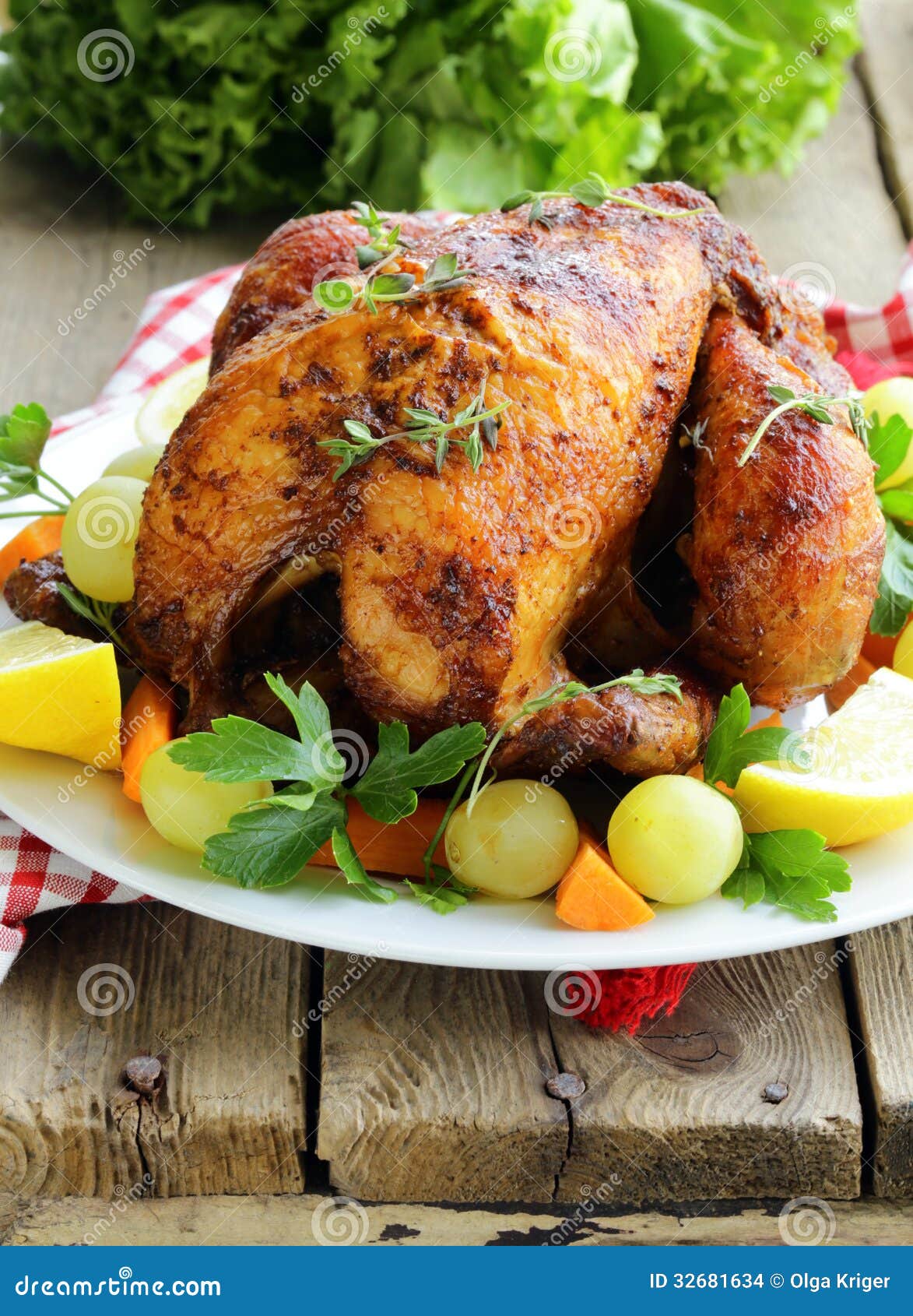 Roasted chicken with herbs stock photo. Image of healthy - 32681634