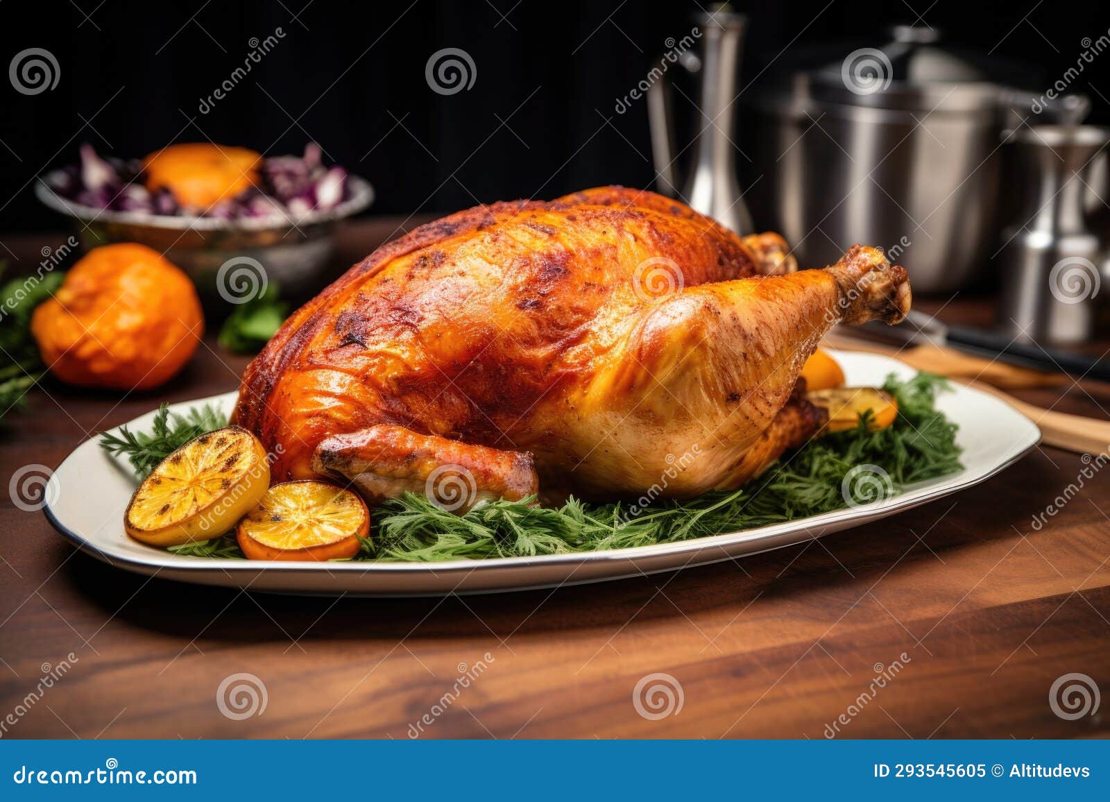 A Roasted Chicken Leg with a Corresponding Calorie Count Stock Image ...