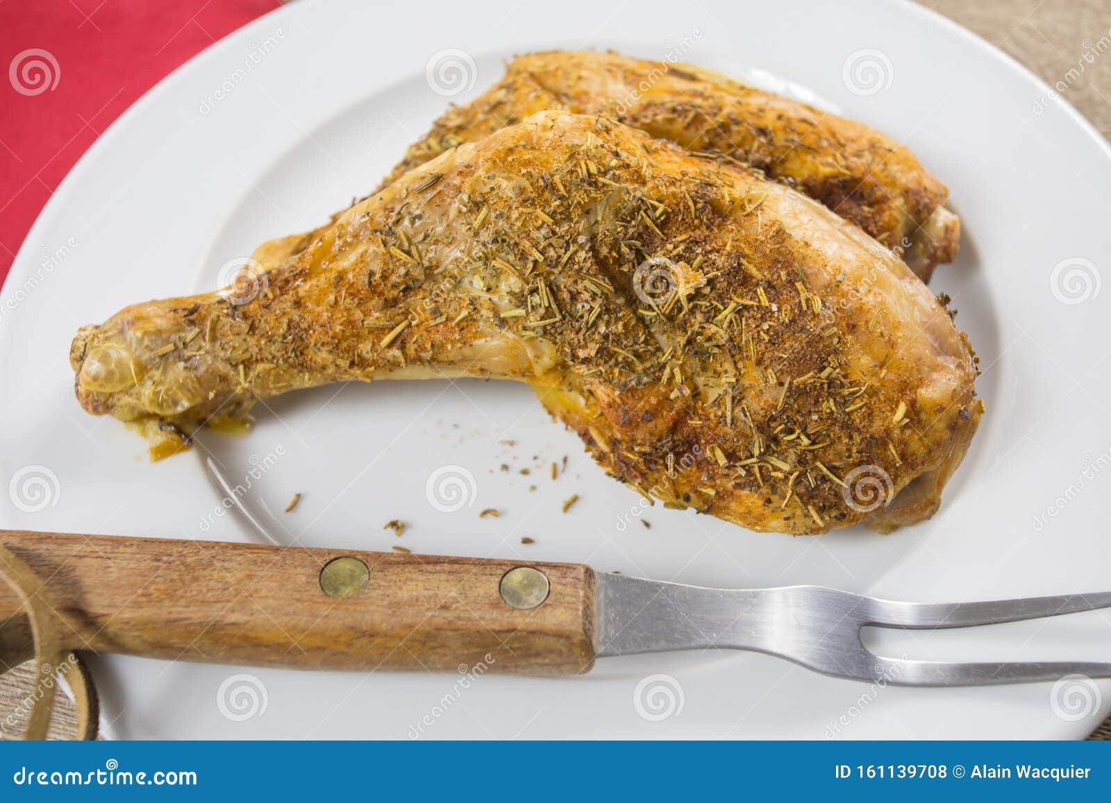 Roasted chicken leg stock photo. Image of meal, plate - 161139708