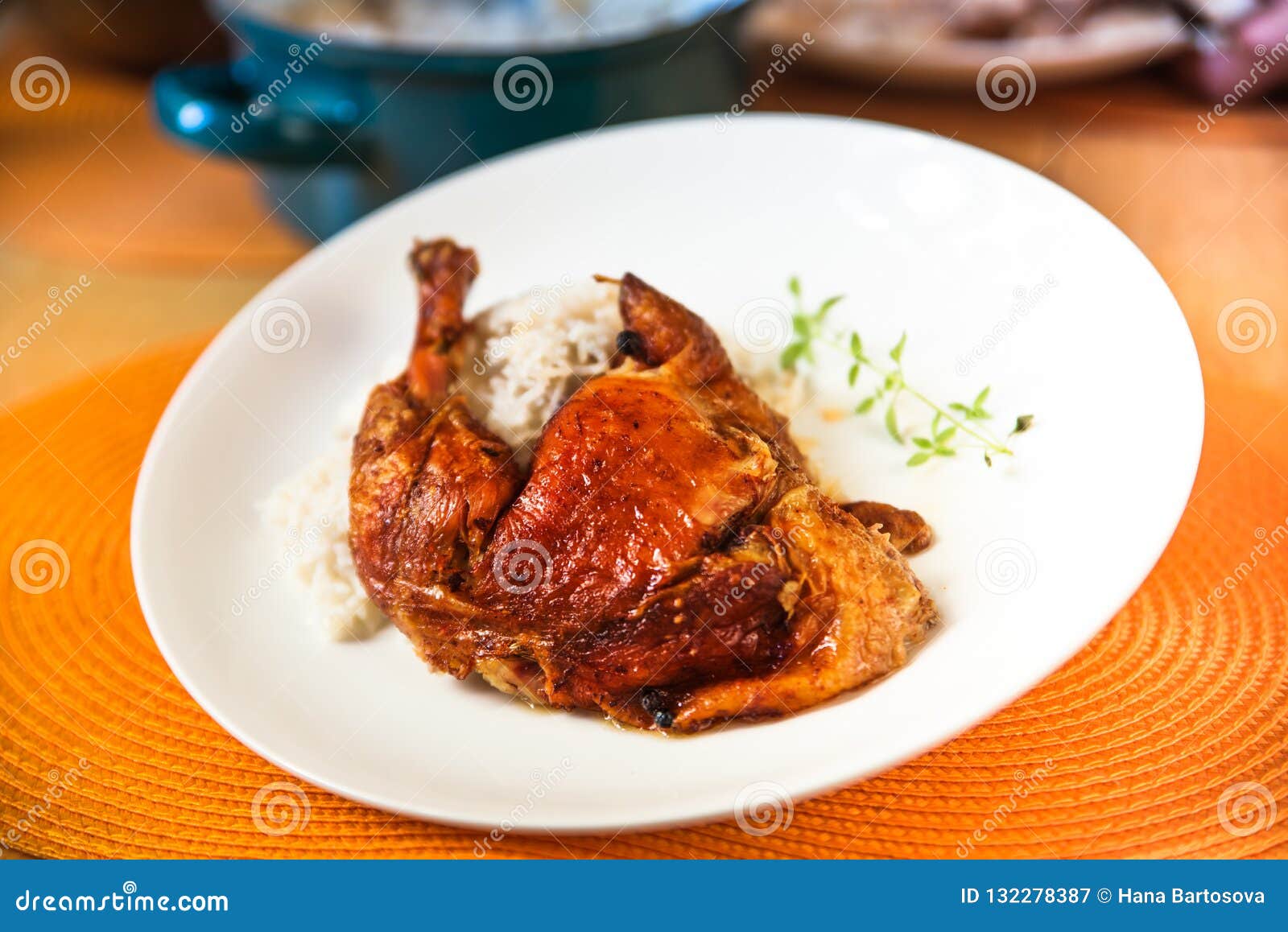 Roasted chicken leg stock image. Image of coking, diet - 132278387
