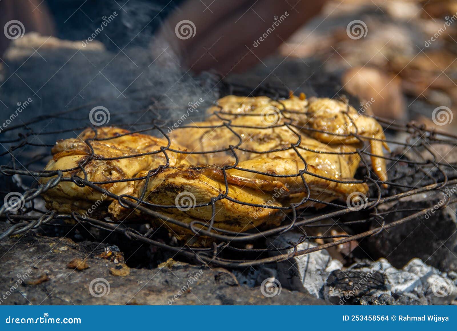 Roasted Chicken on a Pile of Rocks by the Beach Stock Photo - Image of ...