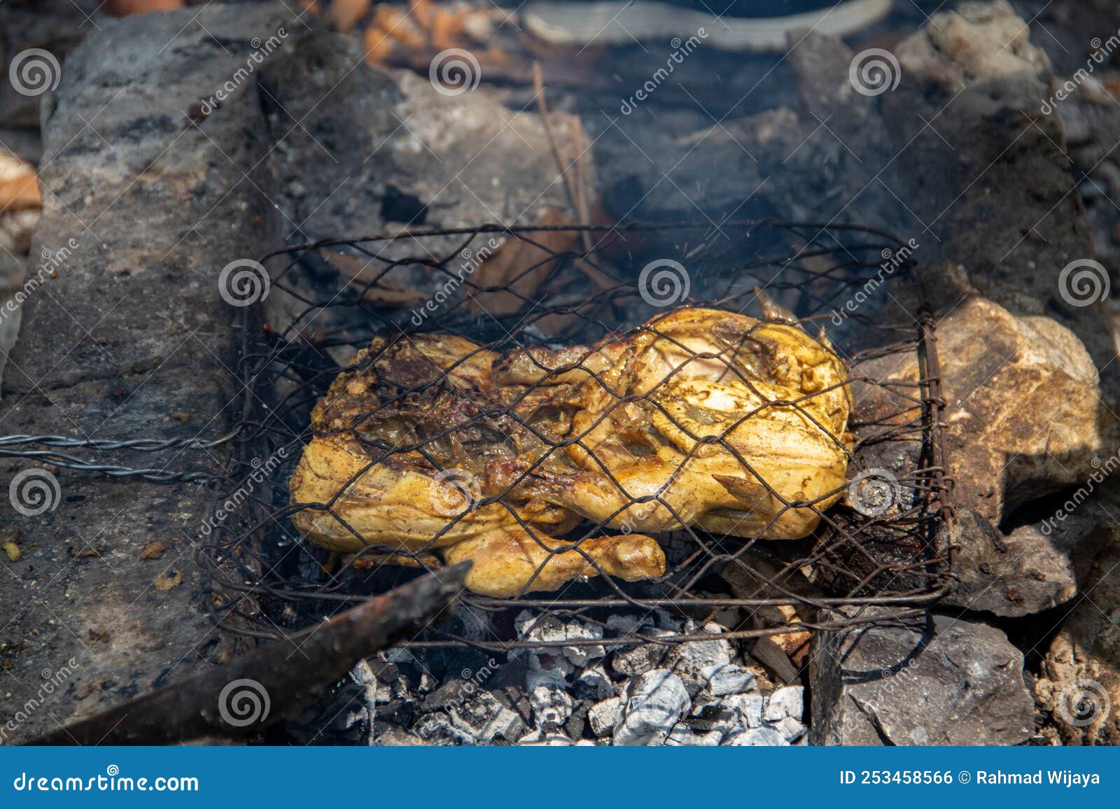 Roasted Chicken on a Pile of Rocks by the Beach Stock Photo - Image of ...