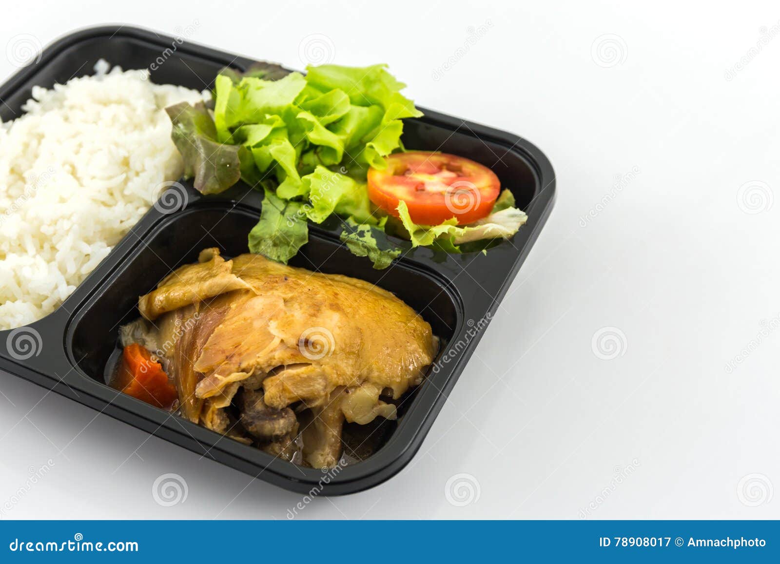 Roasted Chicken with Rice and Vegetable Salad. Stock Image - Image of ...