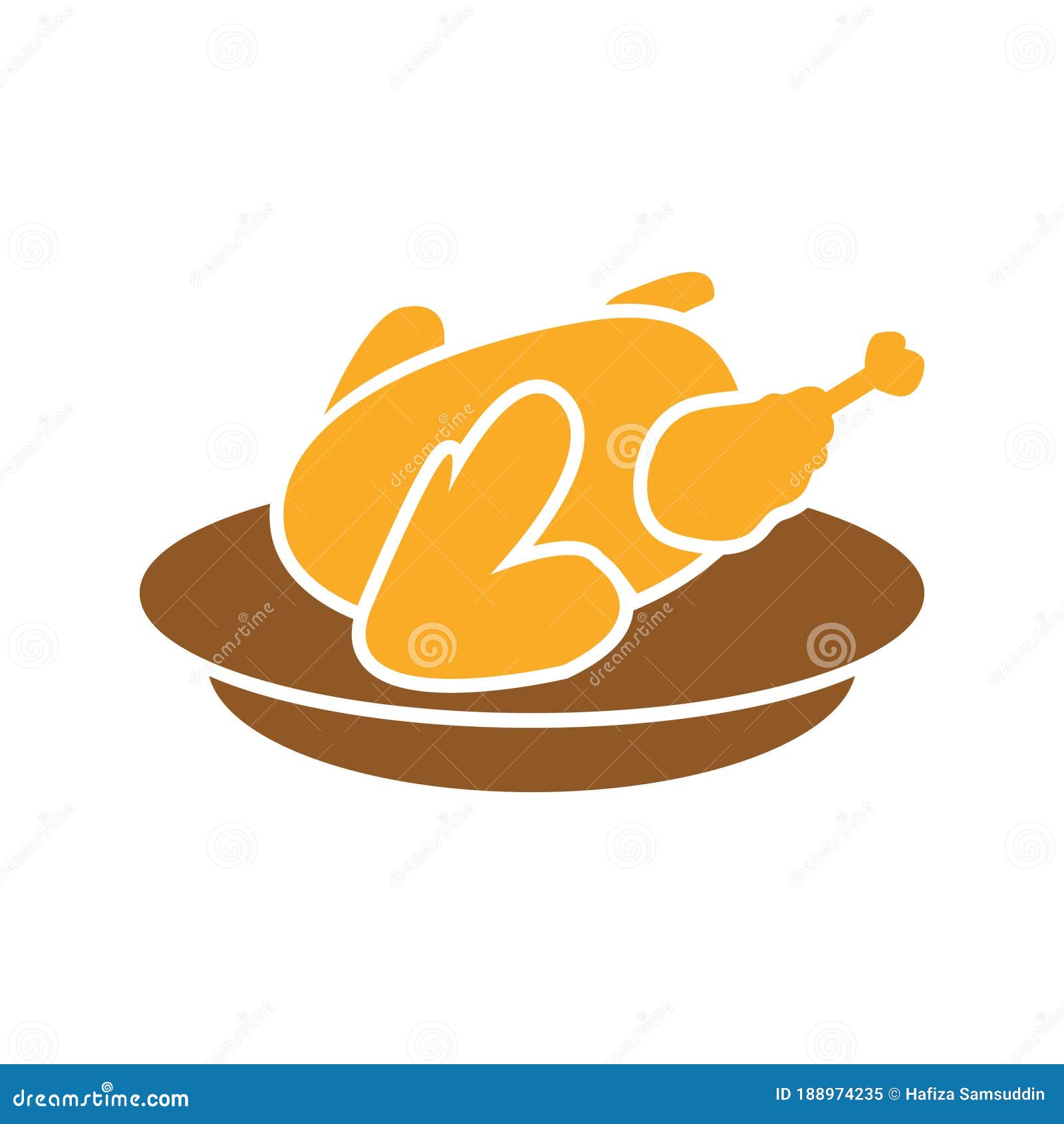 Roasted Chicken. Vector Illustration Decorative Design Stock Vector ...