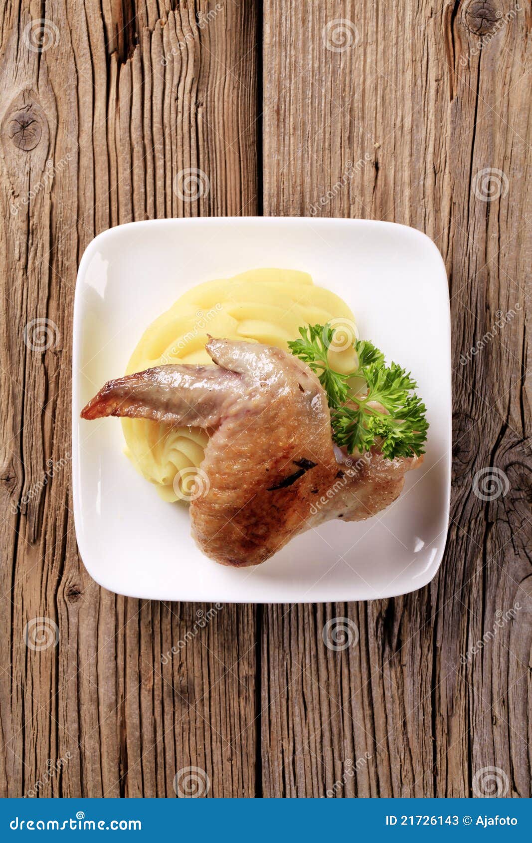 Roasted Chicken Wing and Mashed Potato Stock Image - Image of ready ...