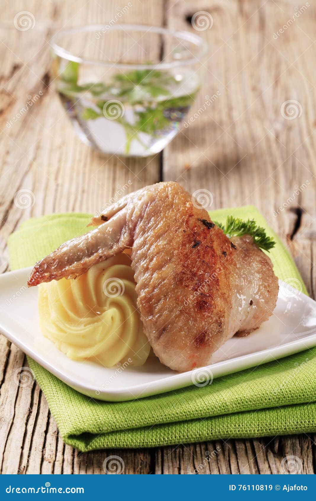 Roasted Chicken Wing and Mashed Potato Stock Image - Image of roasted ...