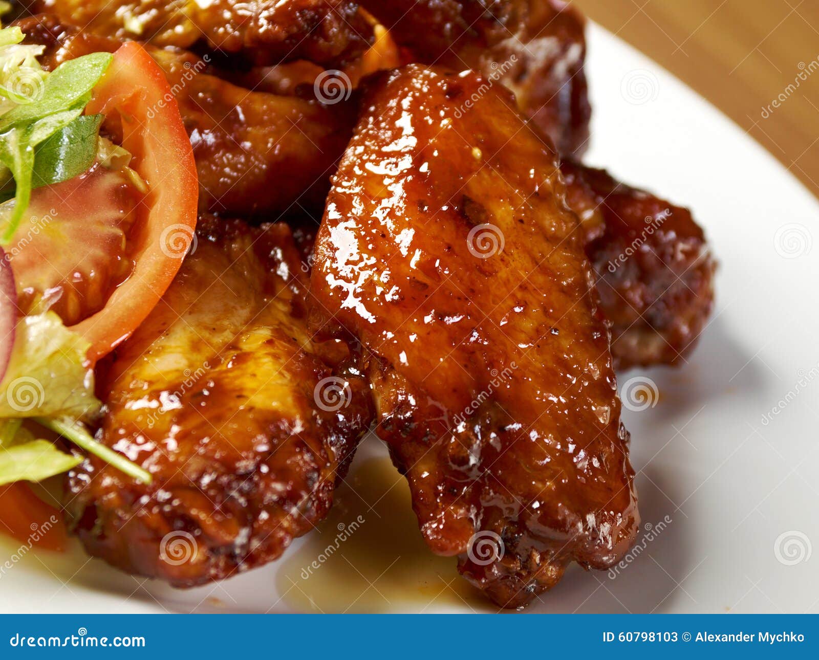 Roasted Chicken Wings on Plate Stock Image - Image of barbeque ...