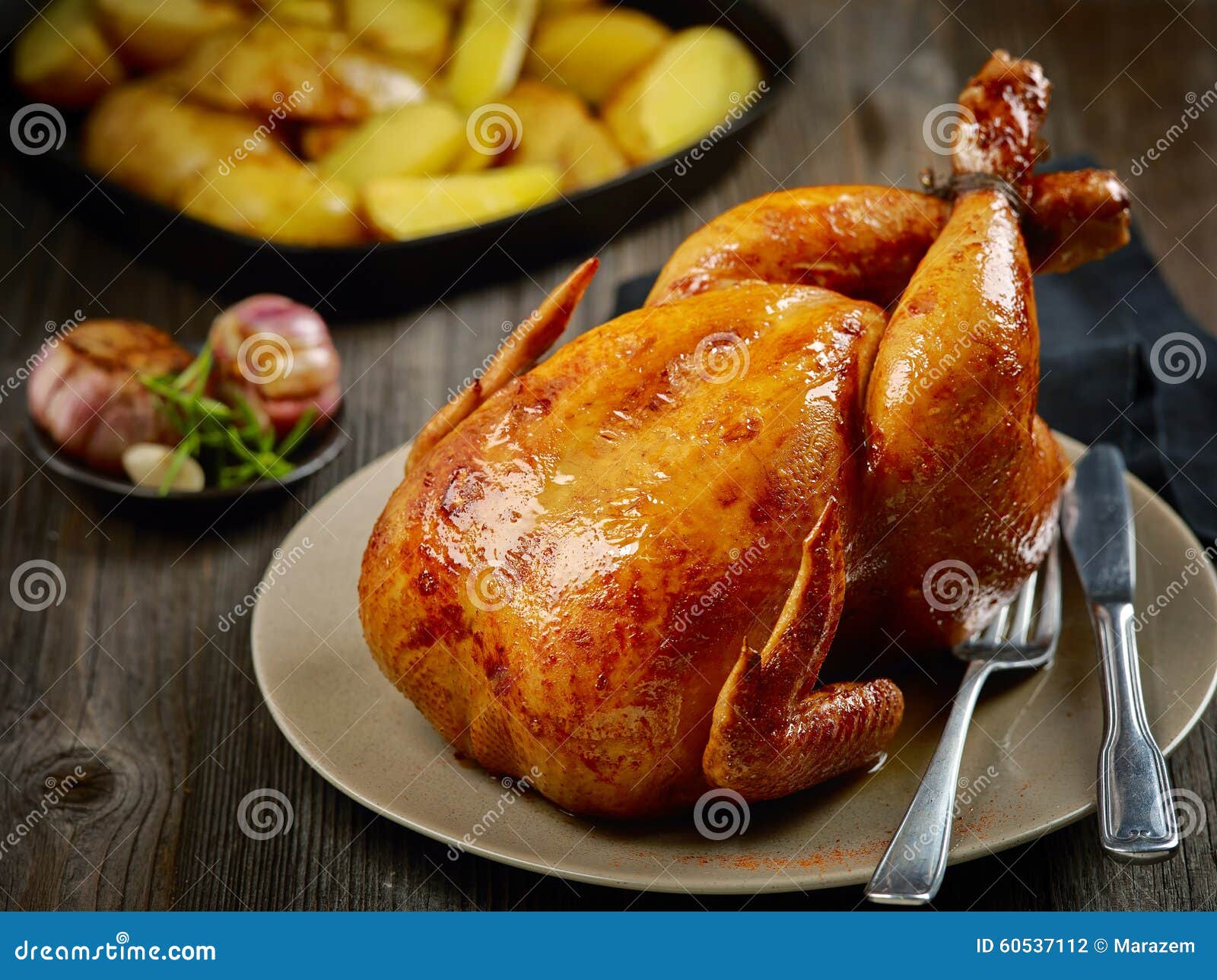 Roasted chicken stock photo. Image of closeup, dish, food - 60537112