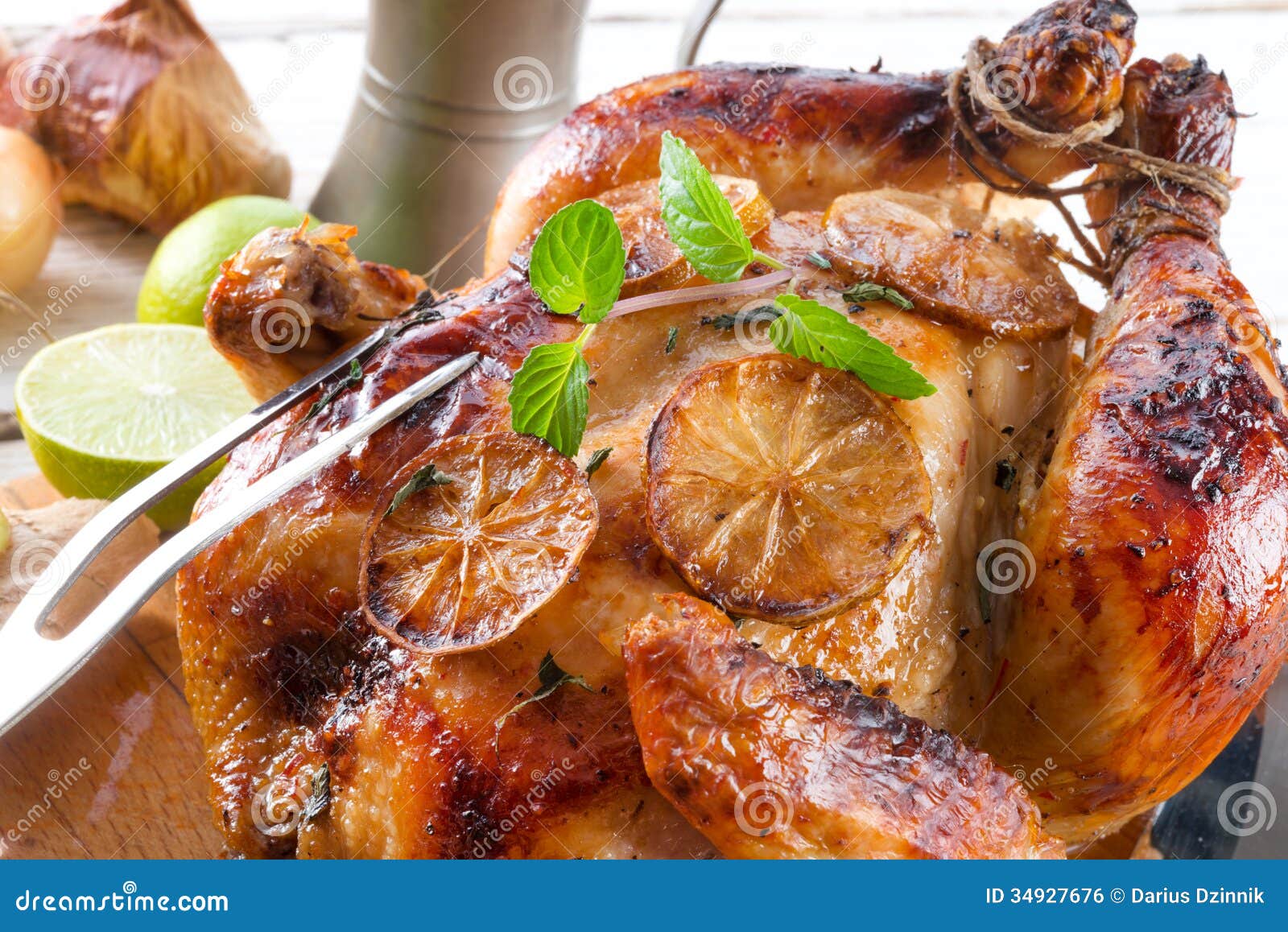 Roasted chickens stock photo. Image of onion, cook, dinner - 34927676