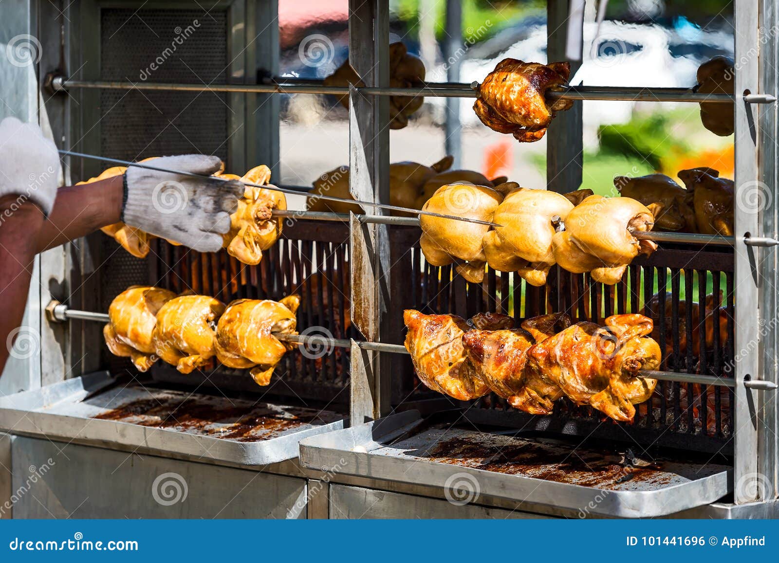 Roasted chickens. stock photo. Image of bird, brown - 101441696