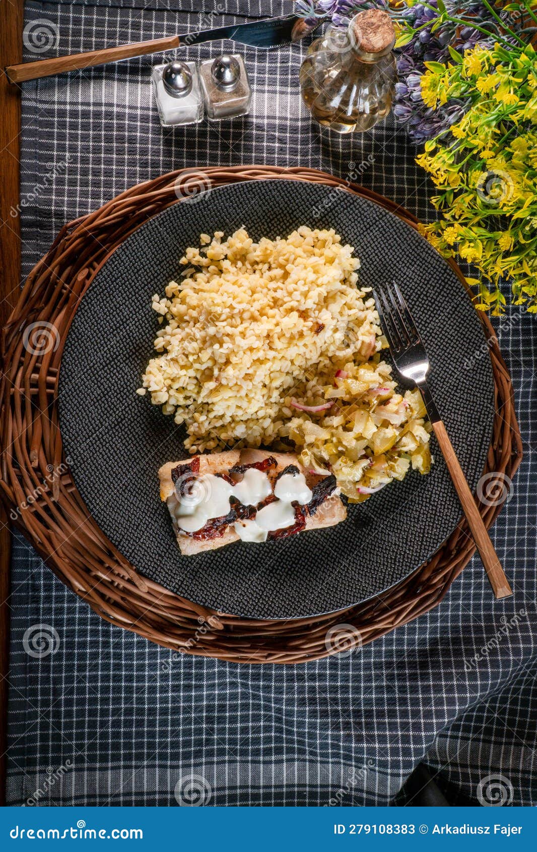 Roasted Cod Fish with Bulgur Stock Image - Image of delicious, food ...