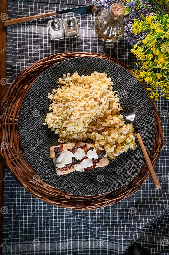 Roasted Cod Fish with Bulgur Stock Image - Image of delicious, food ...
