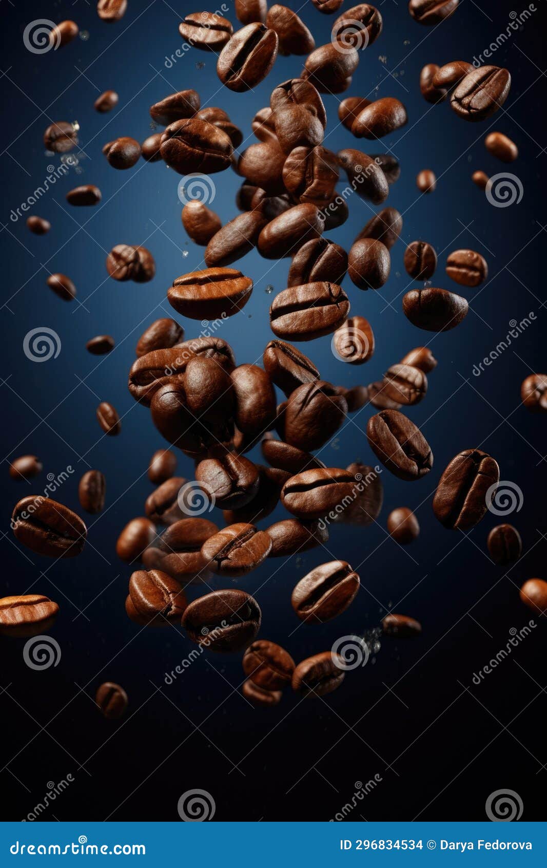 Roasted Coffee Bean Falling in the Air Against Dark Background ...