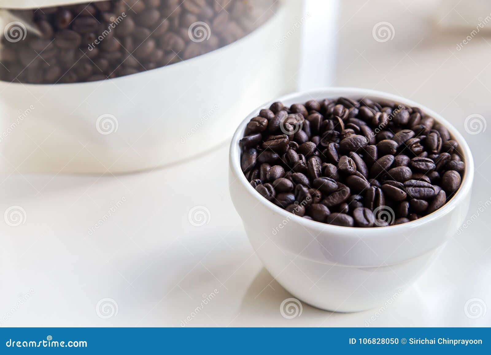 Roasted Coffee Bean in a Cup Stock Photo - Image of white, caffeine ...