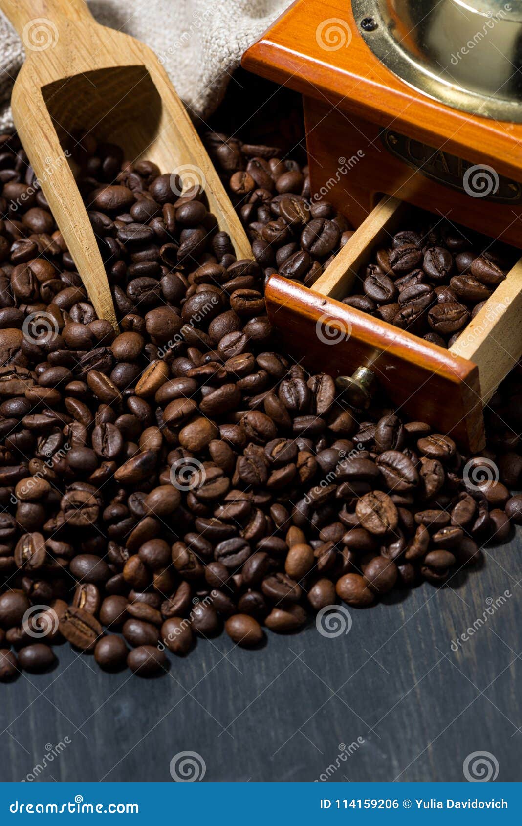 Roasted Coffee Beans and Accessories, Concept Photo, Vertical Stock ...