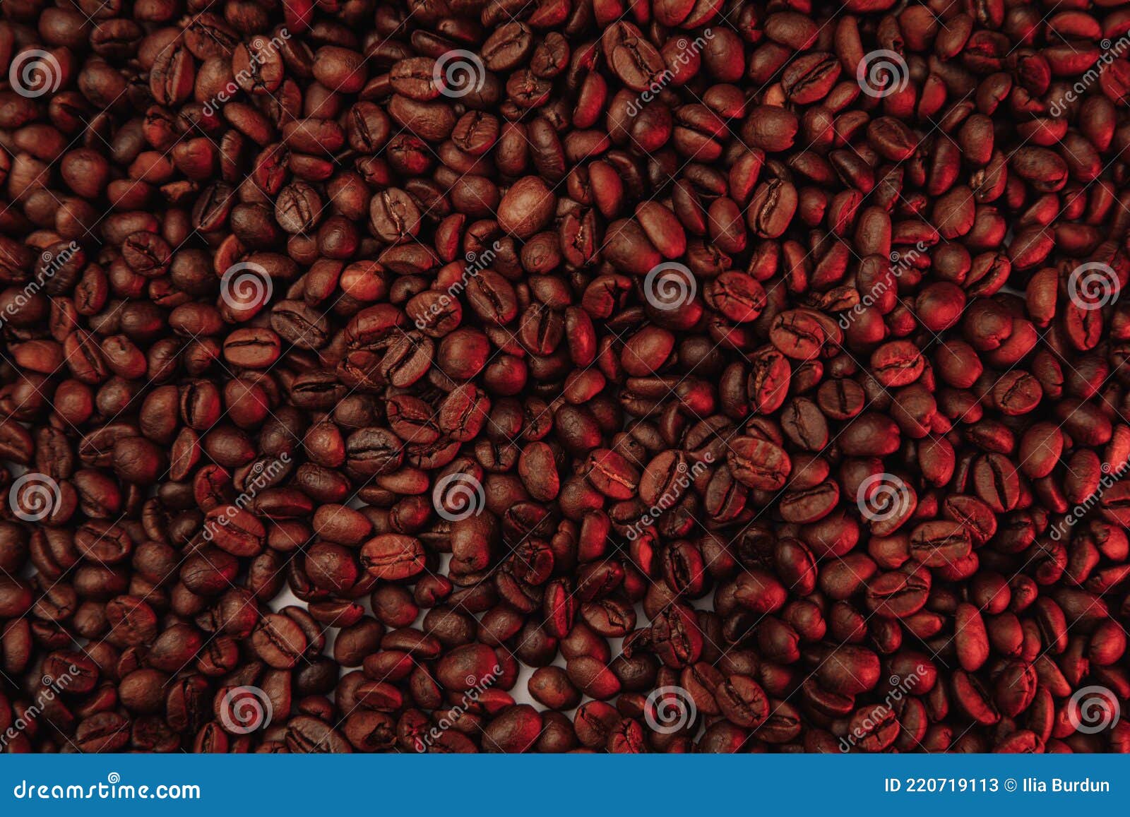 Roasted Coffee Beans Background in Red Color Stock Image - Image of ...