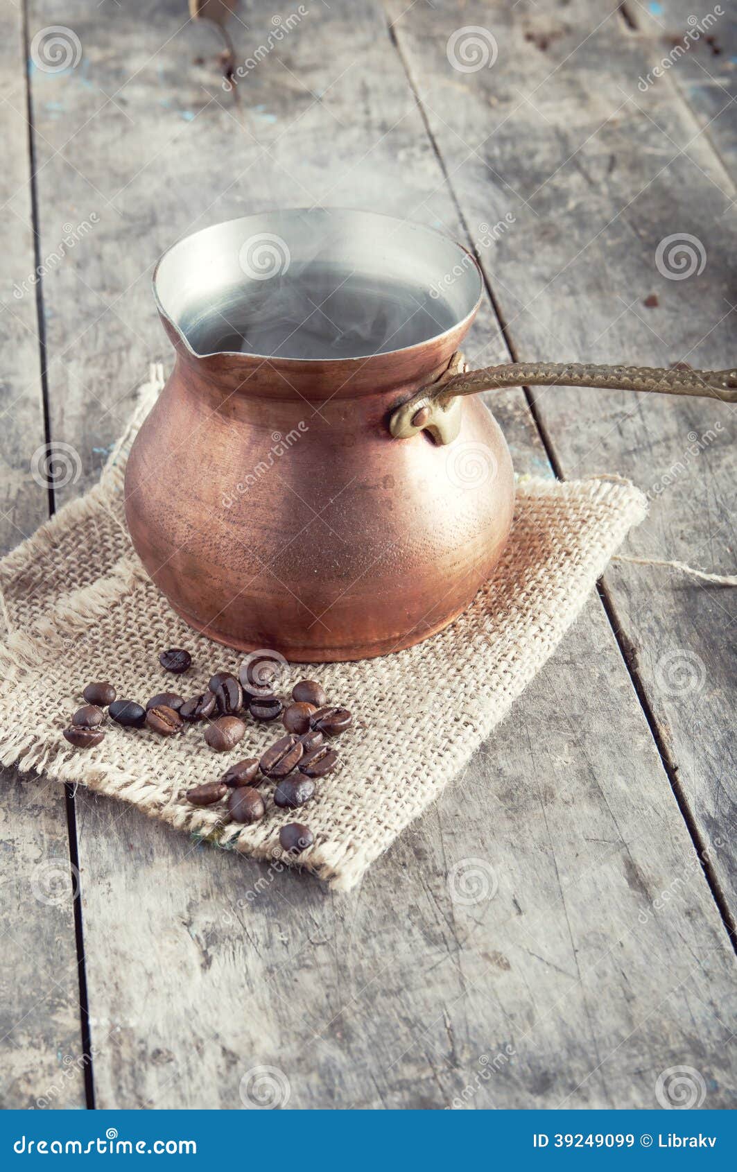 Roasted Coffee Beans and Copper Coffee Pot Stock Image - Image of black ...