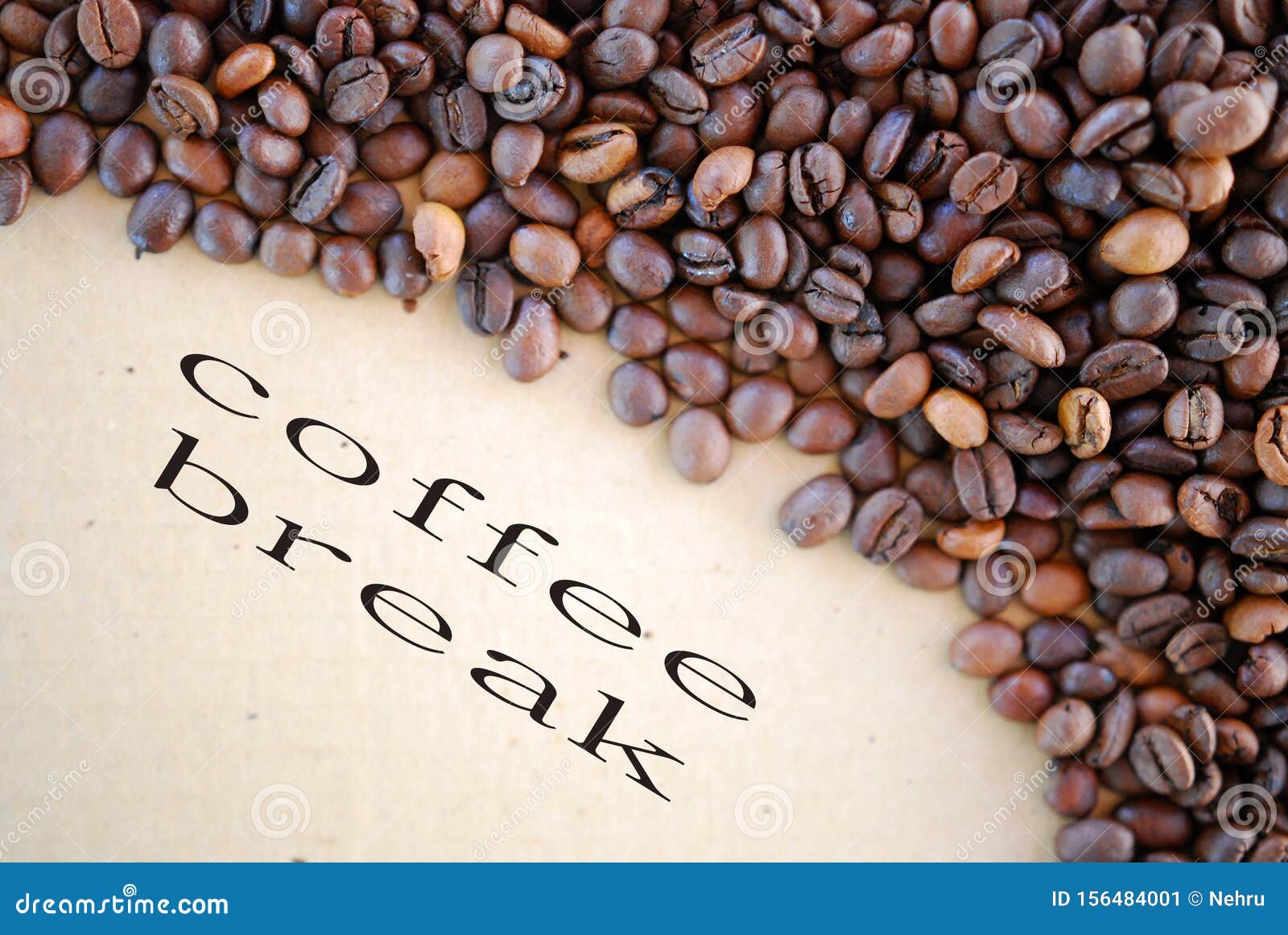 Roasted Coffee Beans Frame Text Coffee Break Stock Image - Image of ...