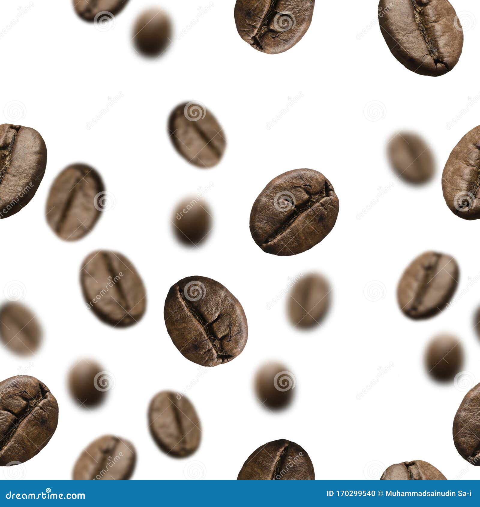 Roasted Coffee Beans Seamless Pattern or Falling Stock Photo - Image of ...