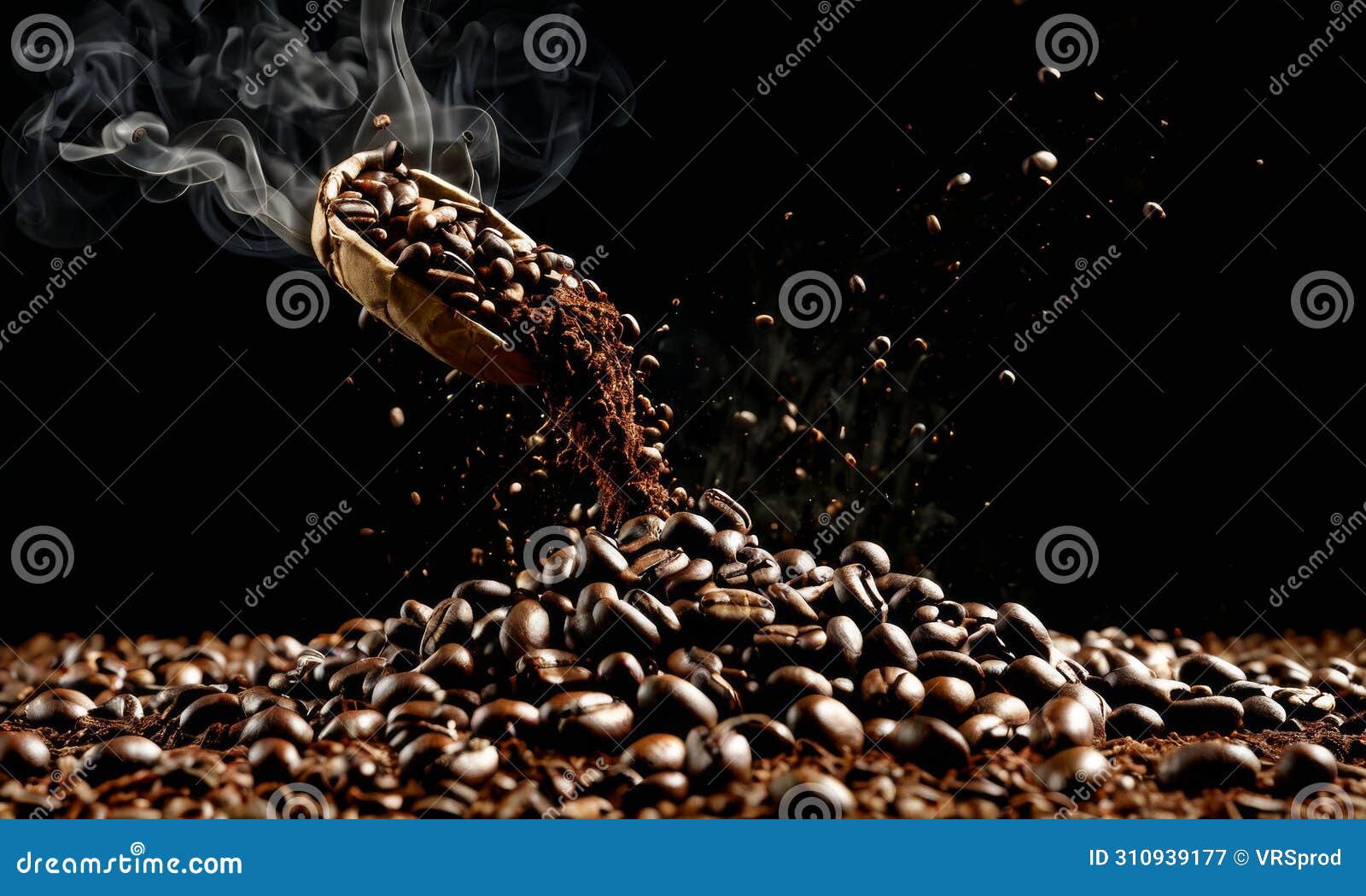 Roasted Coffee Beans Spill stock image. Image of arabica - 310939177