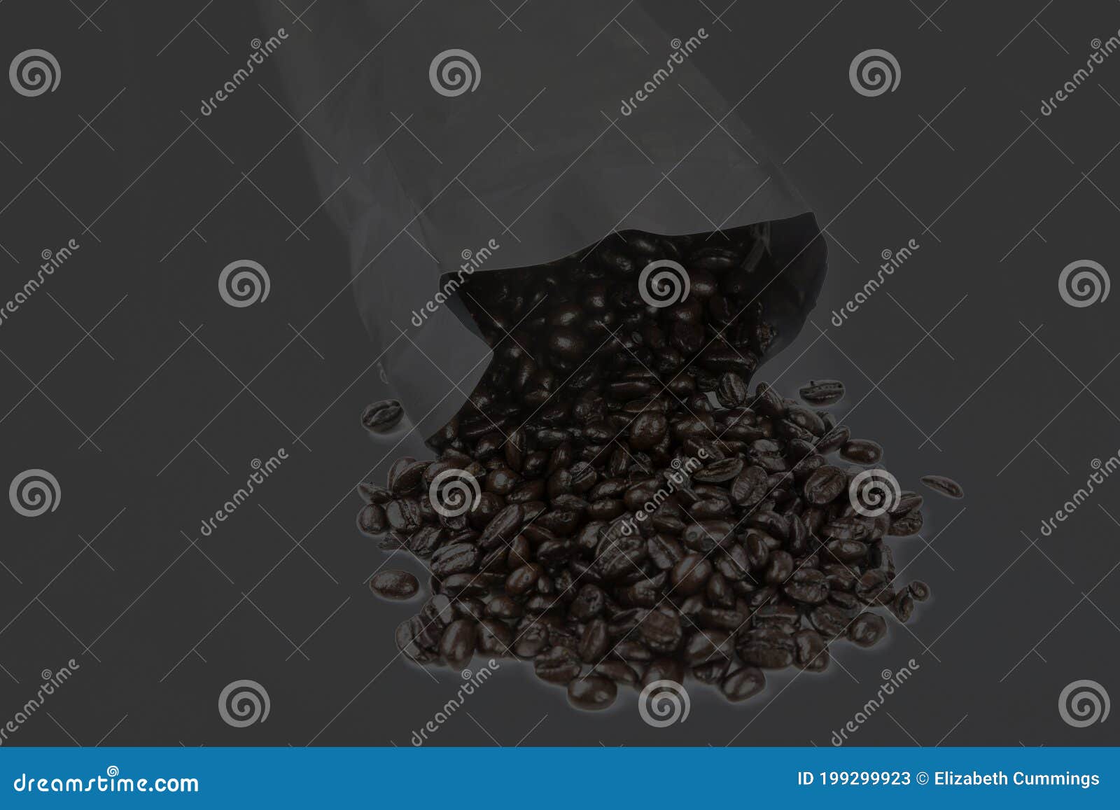 Roasted Coffee Beans Spilling from a Bag Emitting an Otherworldly Glow ...