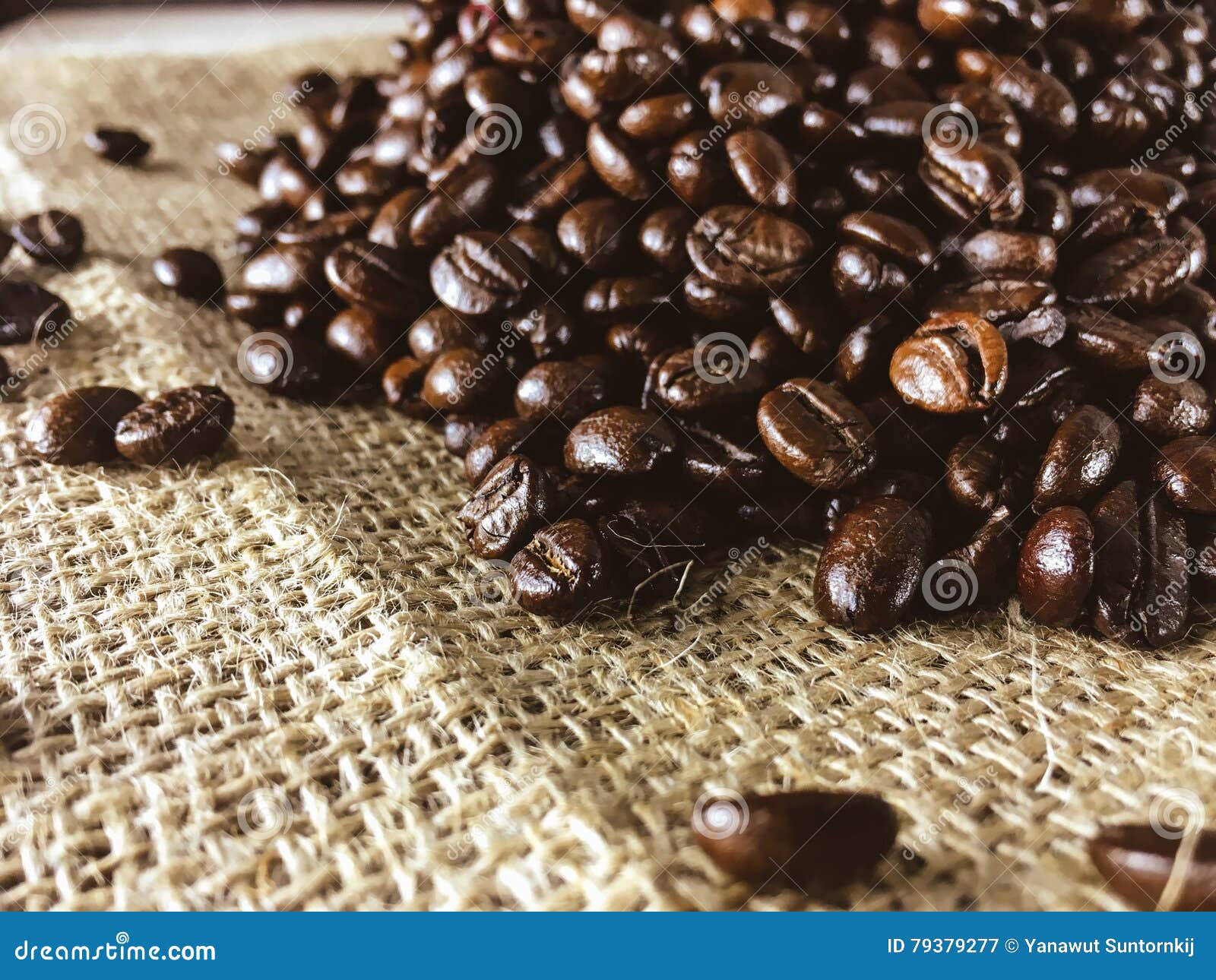 Roasted coffee on hemp stock image. Image of hemp, coffee - 79379277