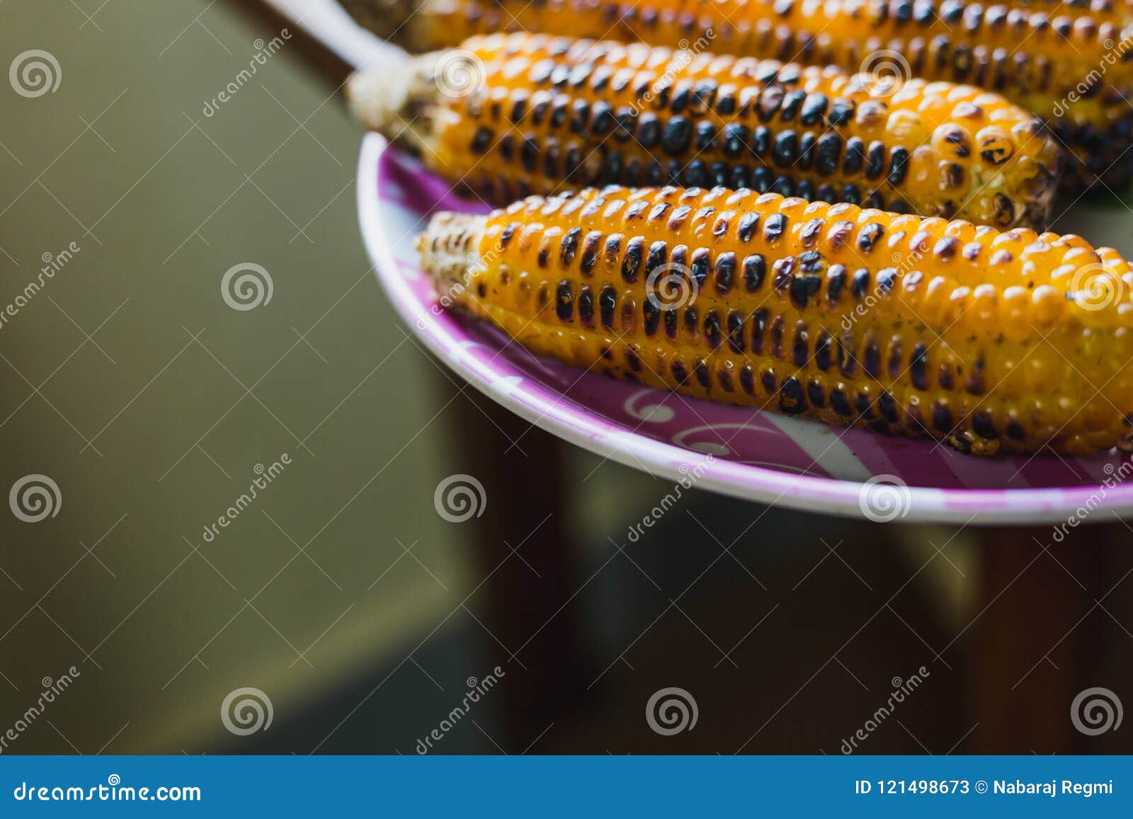 Roasted Corn on the Plate stock image. Image of health - 121498673