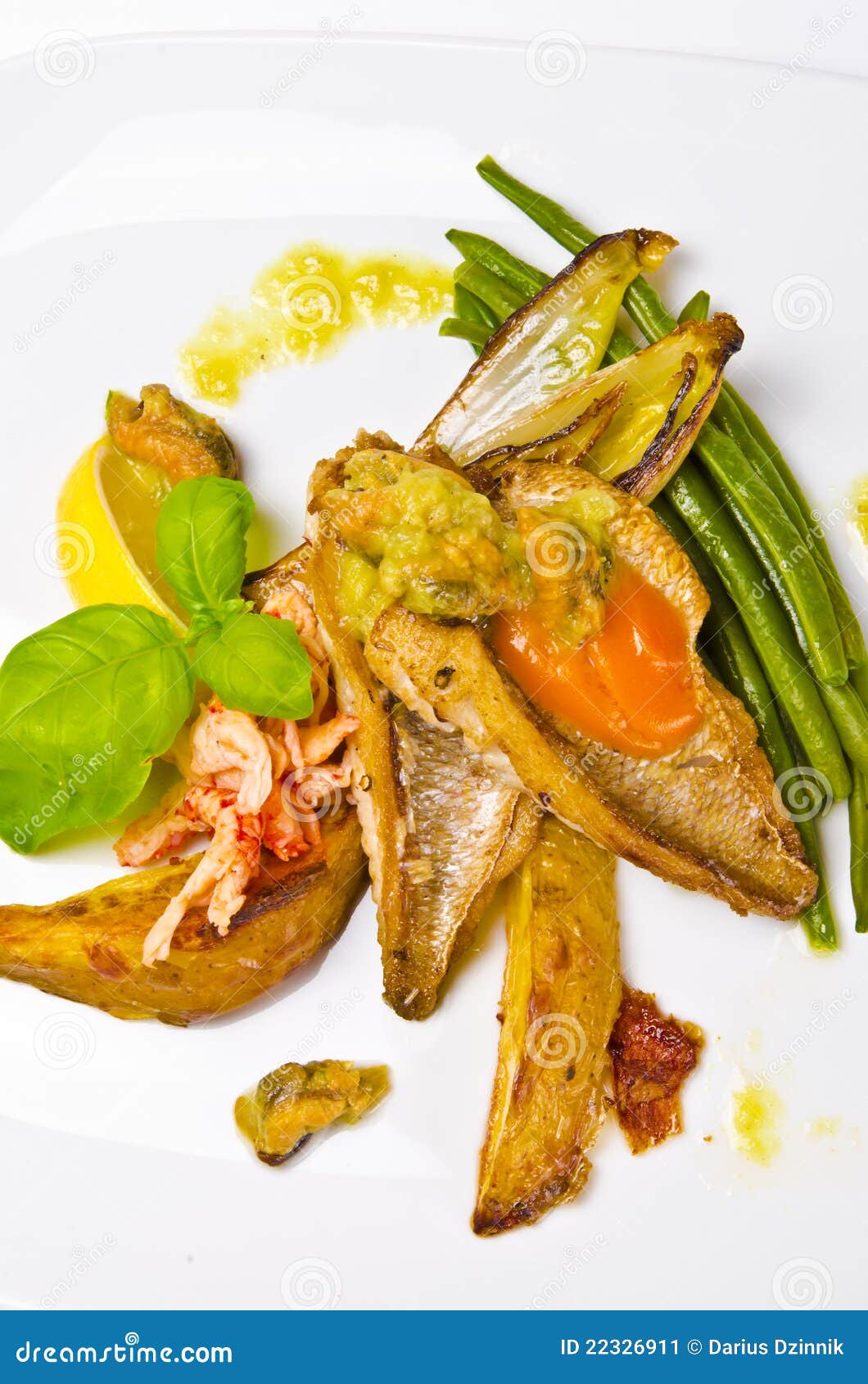 Roasted Dorade with Seafood Stock Image - Image of dinner, health: 22326911