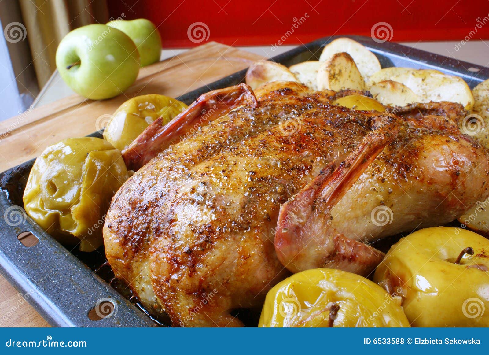Roasted duck stock photo. Image of duckling, apple, dish - 6533588