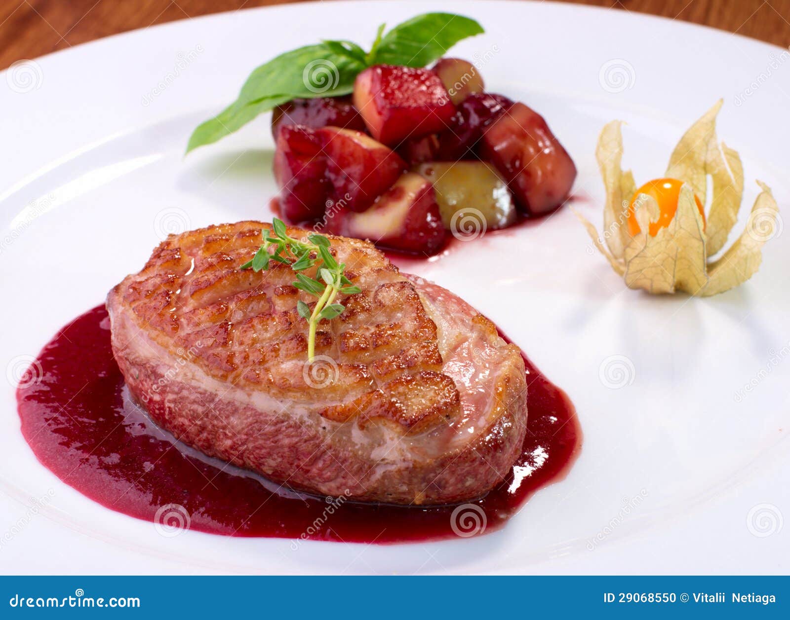 Roasted Duck Fillet with Berry Sauce Stock Photo - Image of meat ...
