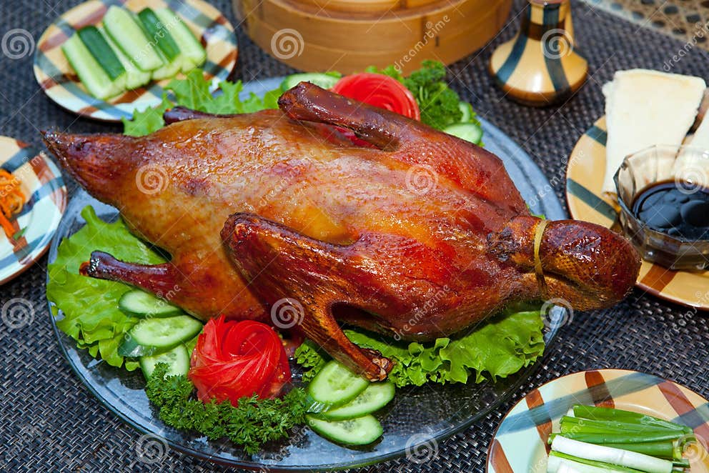 Roasted duck on a plate stock image. Image of crunchy - 30021017