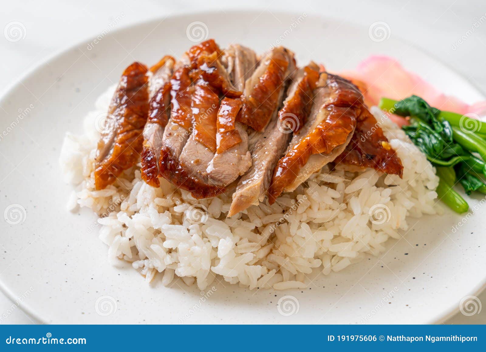 Roasted duck on rice stock photo. Image of barbecue - 191975606