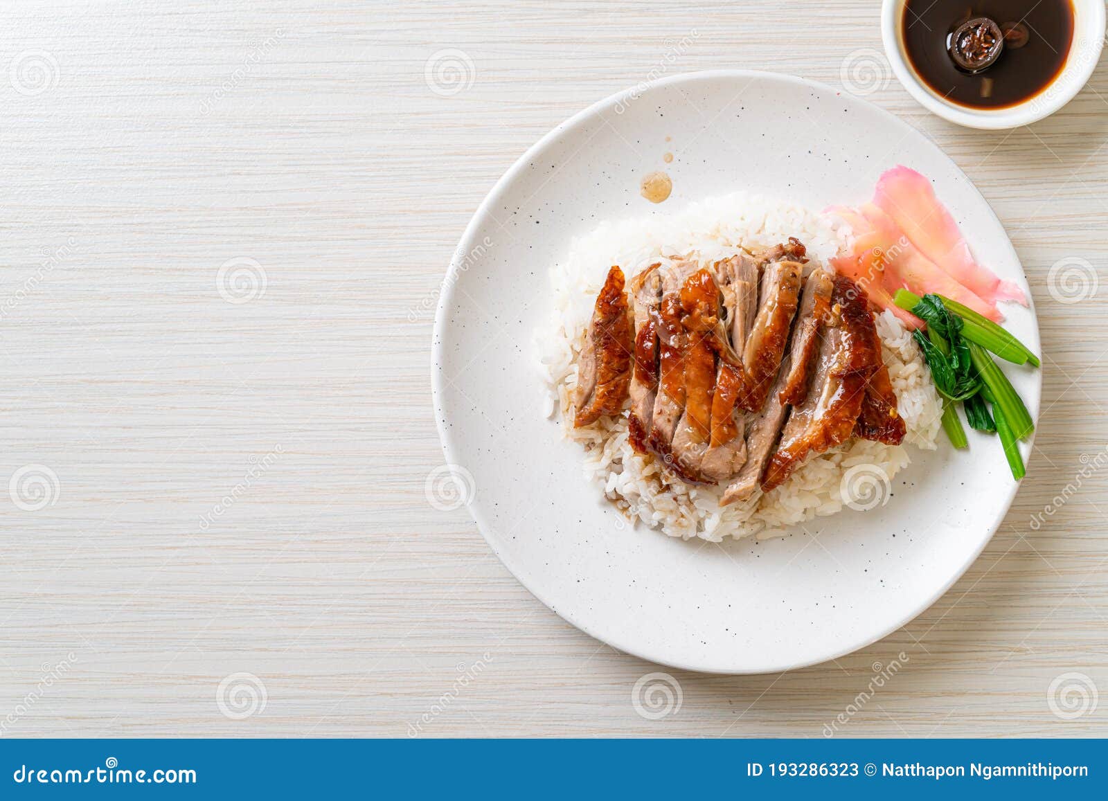 Roasted duck on rice stock image. Image of food, lunch - 193286323